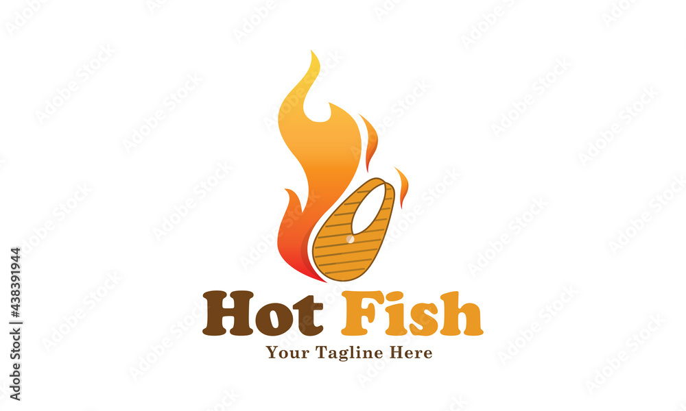Fire Flame Fish Vector Logo Design Stock Vector | Adobe Stock