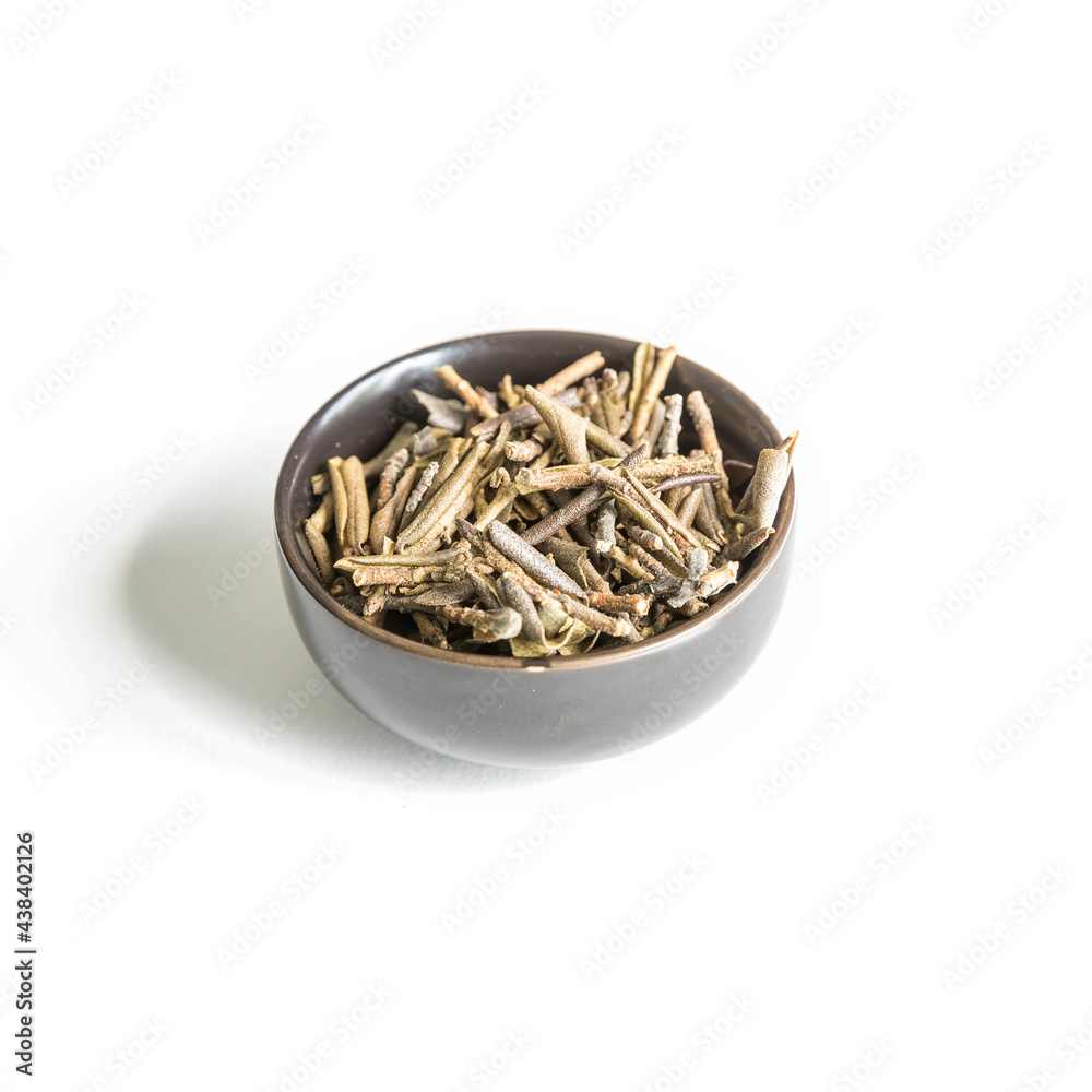 Herbal tea leaves. Sagan daily tea brew isolated on a white background ...