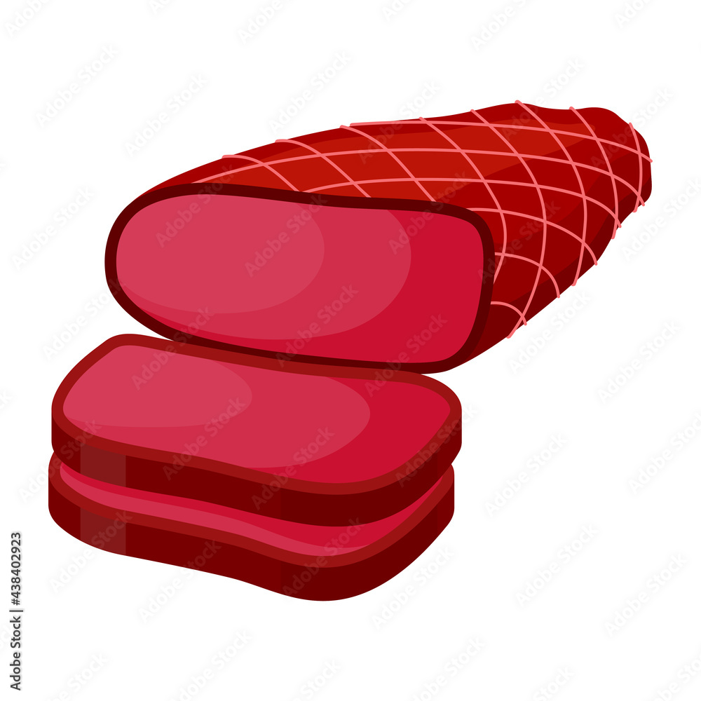 Jerky cut to slices cartoon icon. Biltong clipart. Smoked peppered beef ...