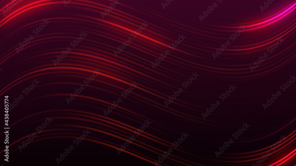 Artistic Abstract Red Glowing Light Trails Wave Lines On Dark Red ...