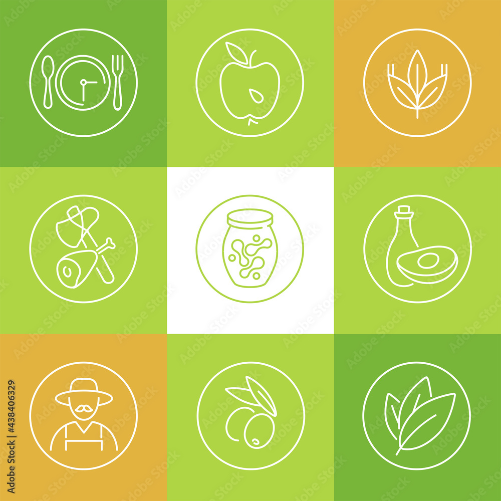 Vector set of logos, badges and icons for natural and health products ...