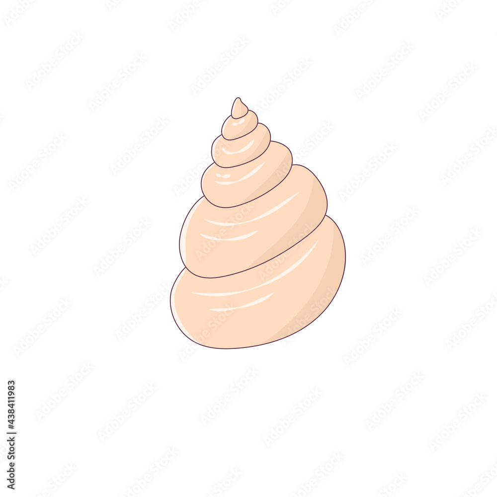 Cute sea shell in a cartoon style, isolated on a white background ...
