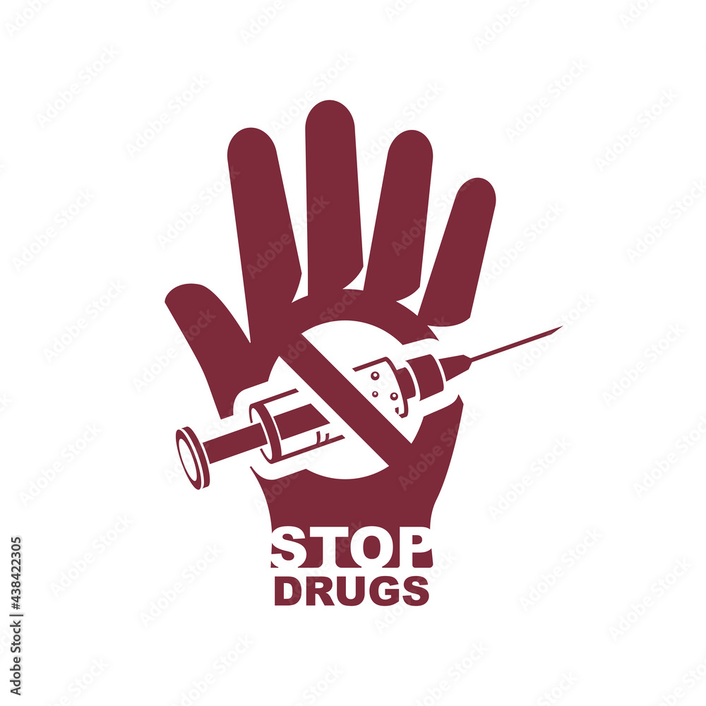 Stop Drugs icon. Vector illustration flat design. Isolated on white ...