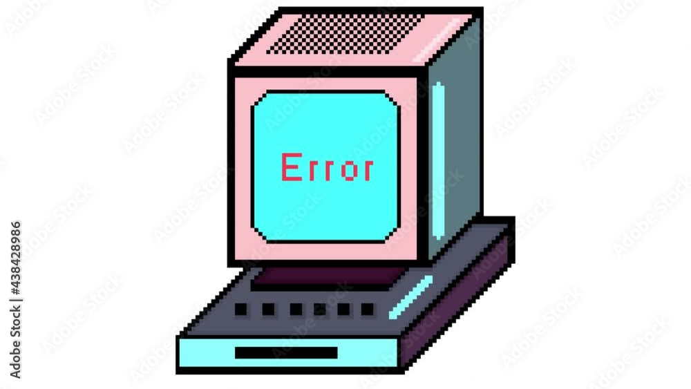 Vidéo Stock 2D pixel animation. color animation computer with text ...