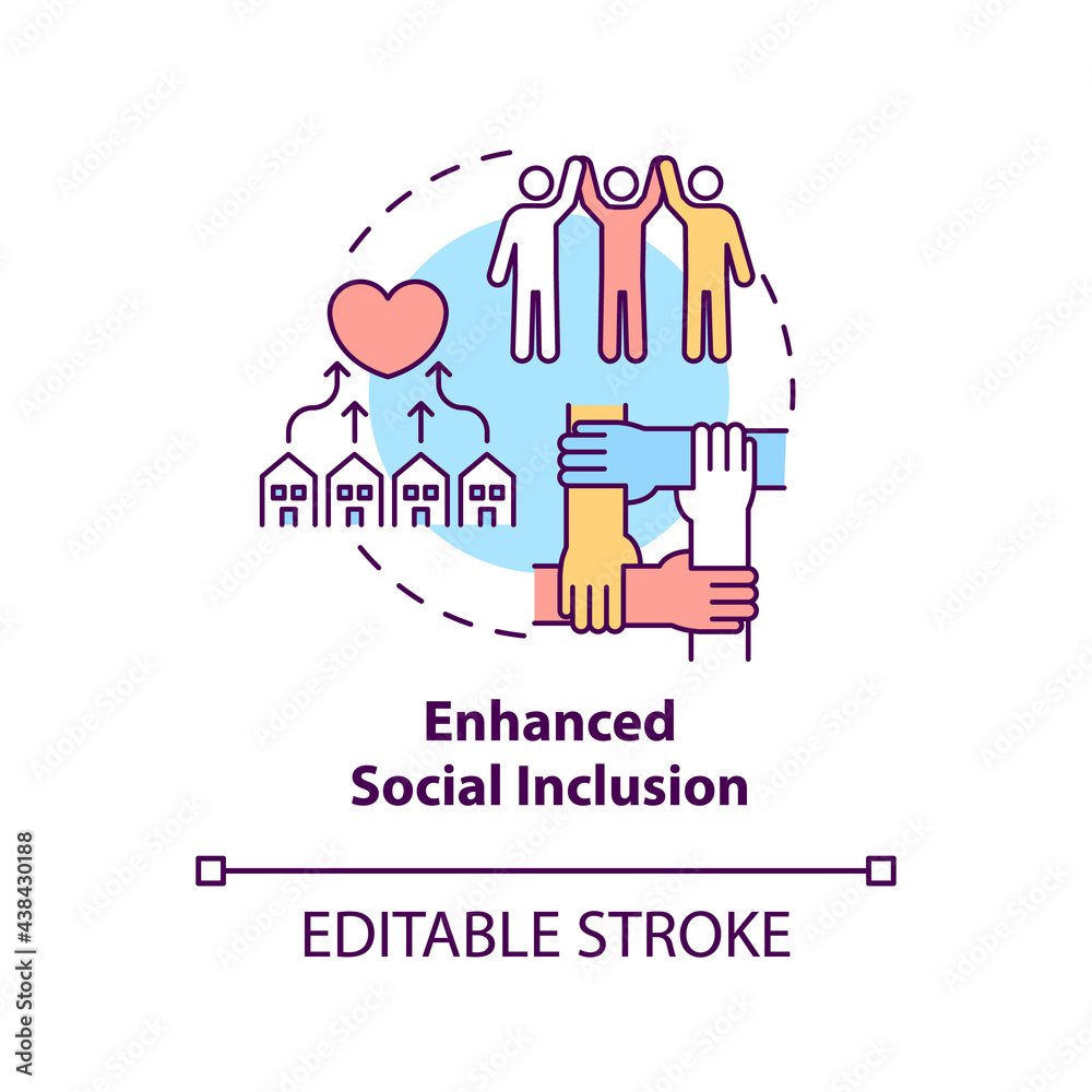 Enhanced social inclusion concept icon. Community development abstract ...