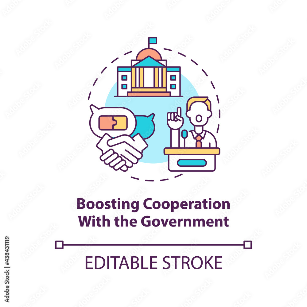 Boosting cooperation with government concept icon. Community ...