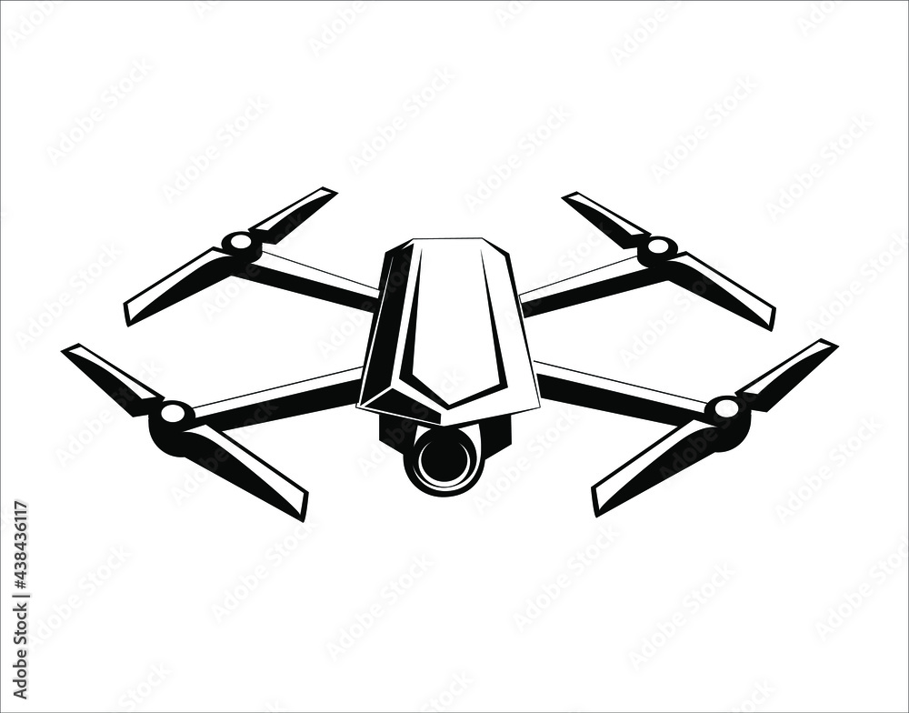 Drone graphic illustration vector black and white Stock Vector | Adobe ...