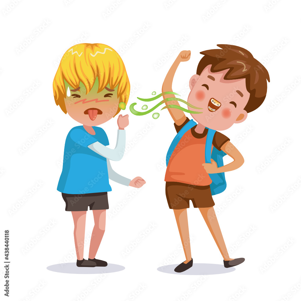 bad breath boy. The little boy feels foul. Bad breath from friends ...