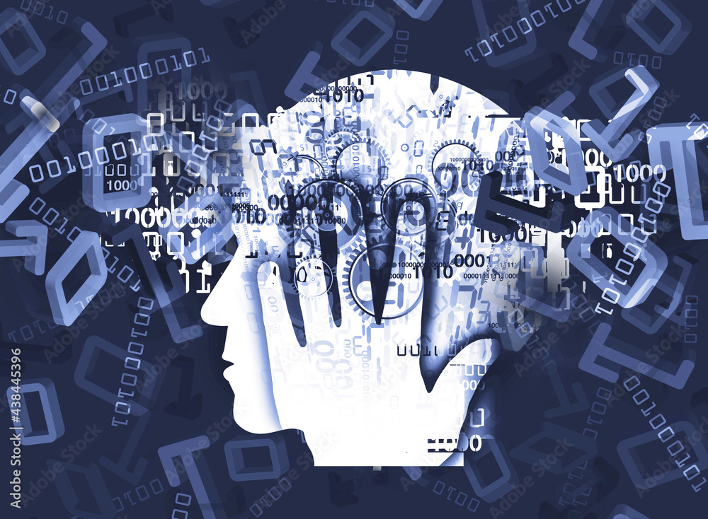 Overworked man, computer expert. Stylized male head, programmer ... Overworked man, computer expert. Stylized male head, programmer ...