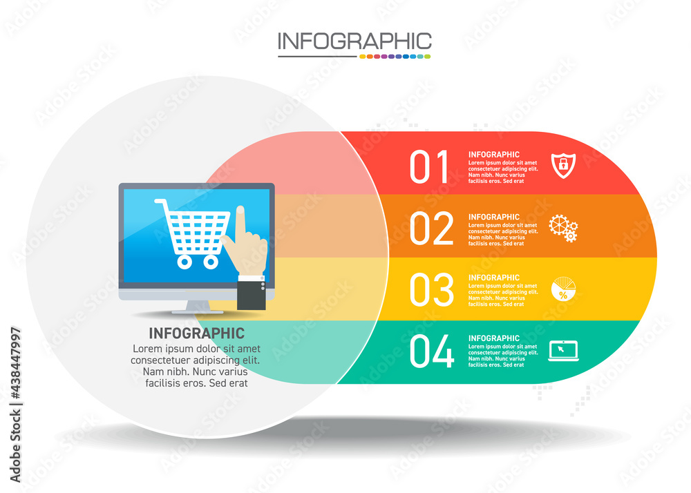 Infographics design 4 steps with marketing icons can be used for ...