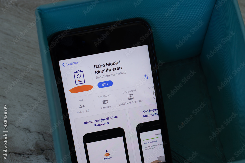 New York, USA - 1 June 2021: Rabo Mobiel Identificeren mobile app logo ...