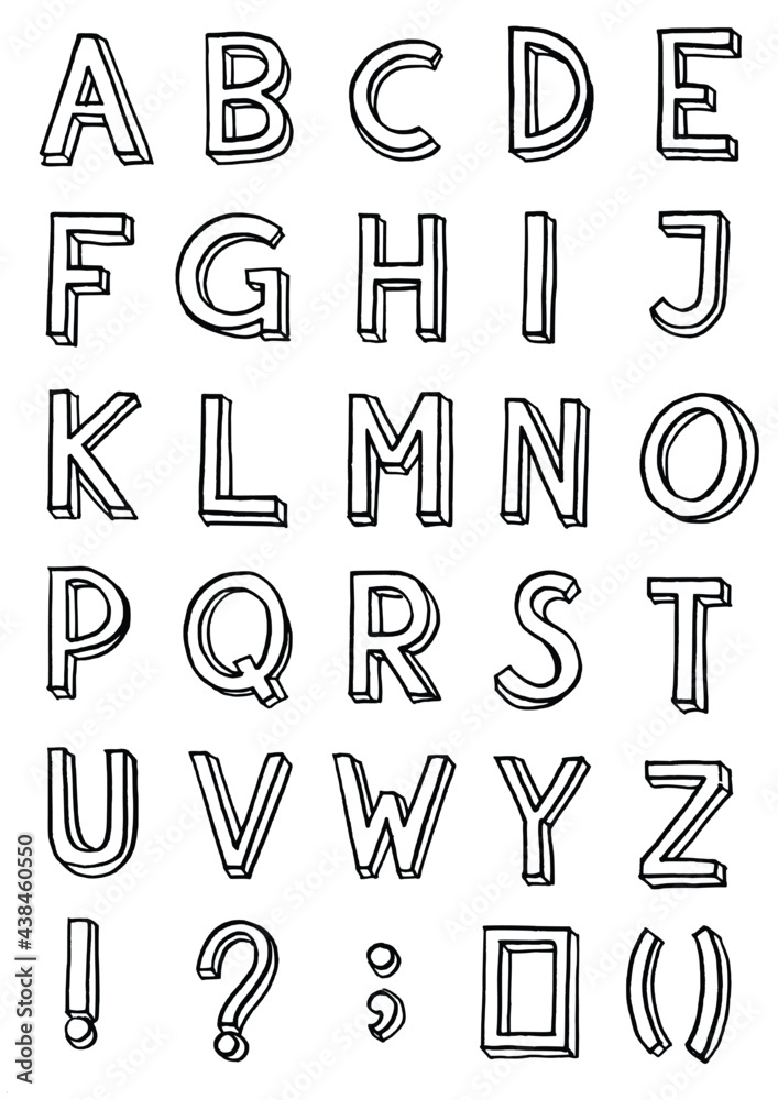 Hand drawn alphabet letters Stock Vector | Adobe Stock