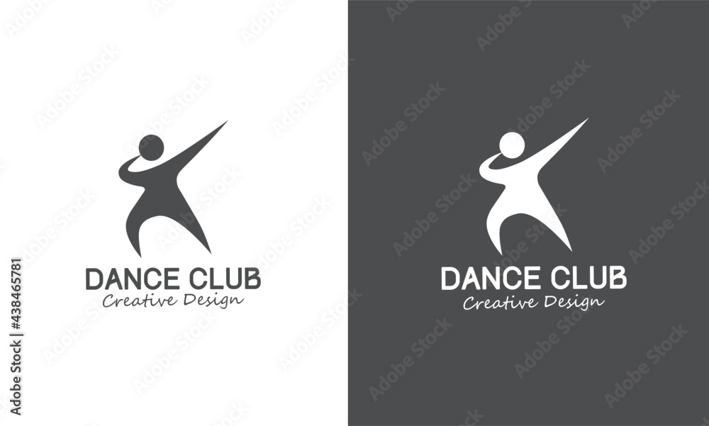 Abstract dance logo design. Silhouette people logo template. Isolated ...