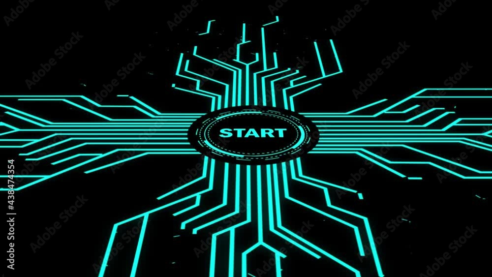 Digital Start Button With Futuristic Artificial Intelligence Spreading ...