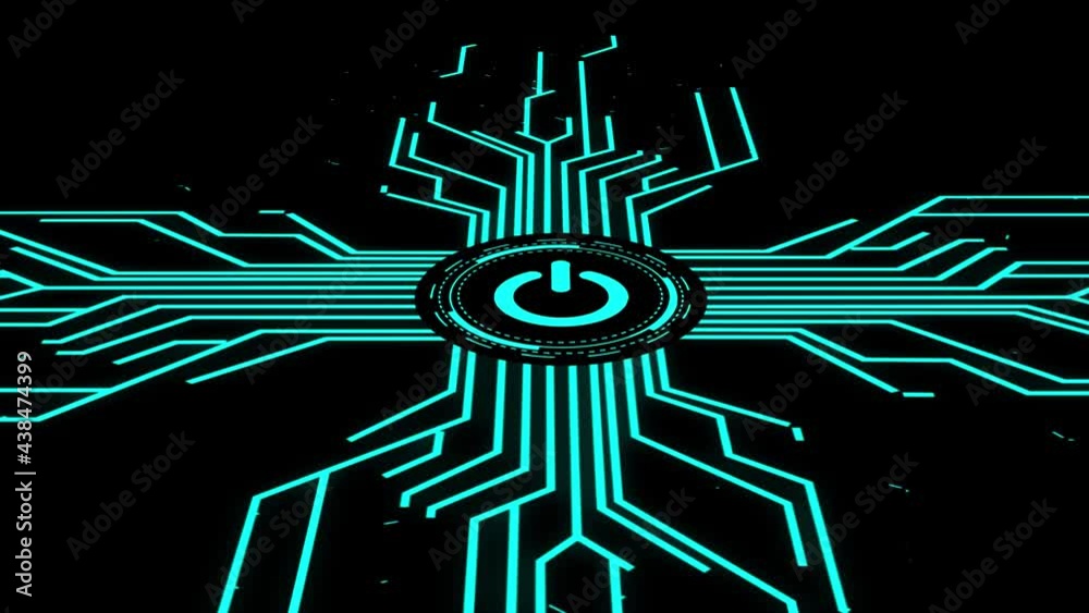 Digital Power Button With Futuristic Artificial Intelligence Spreading ...
