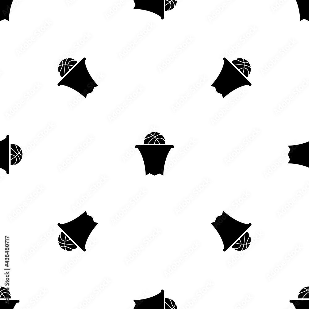 Seamless pattern of repeated black basketball symbols. Elements are ...