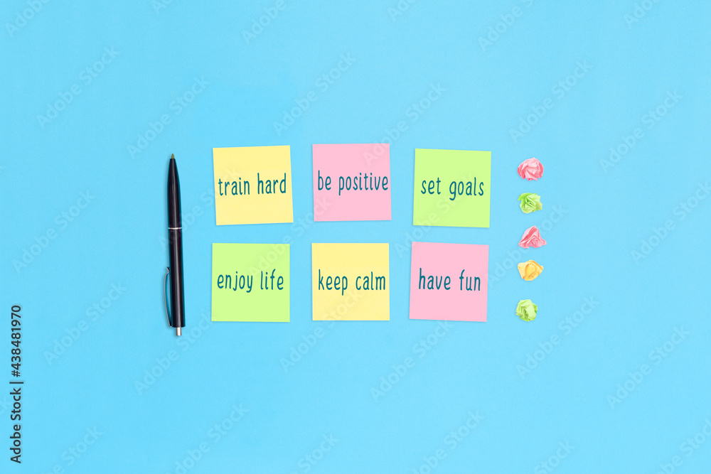 Sticky notes with handwritten motivational inscriptions Stock Photo ...