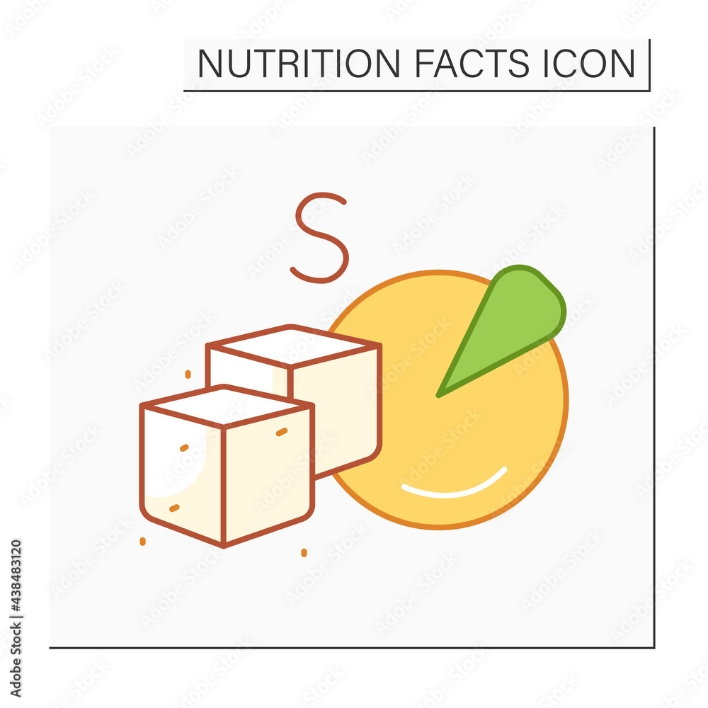 Total sugar color icon. Sugar carbohydrate. Macronutrients. Nutrition ...