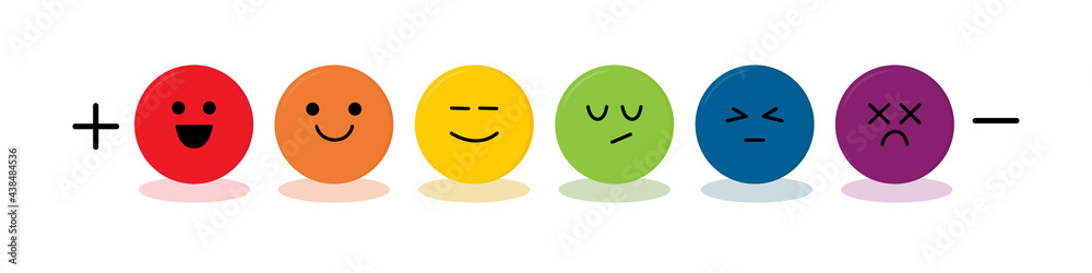 Emotion levels on the scale of different faces icon. Design element for ...