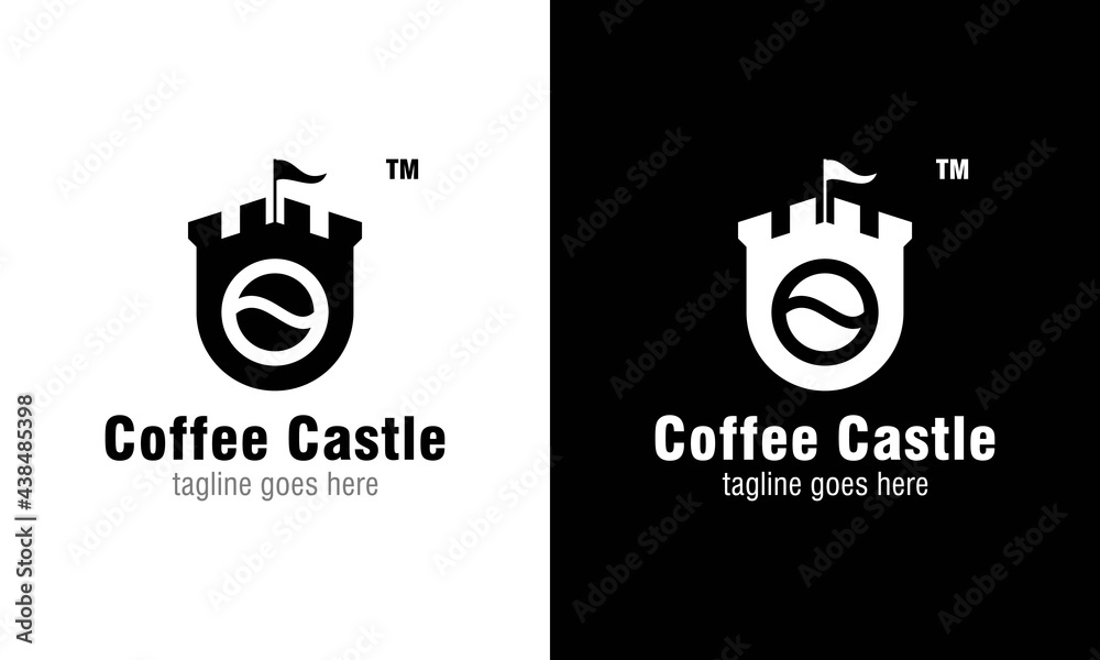 coffee beans and castle logo template. Building vector design. Coffee ...