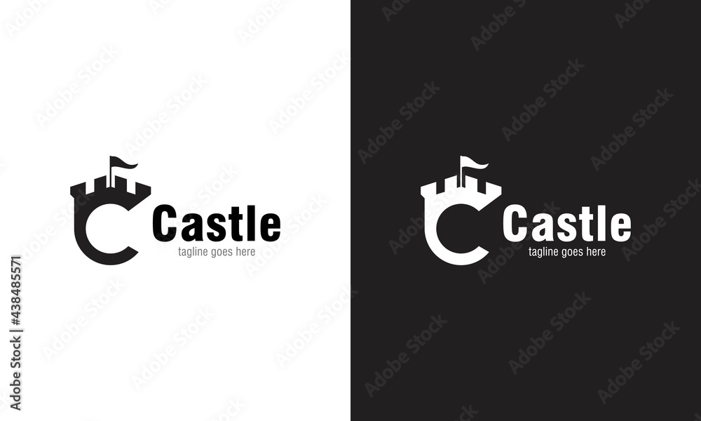 Vector illustration of letter c castle logo design template Stock ...