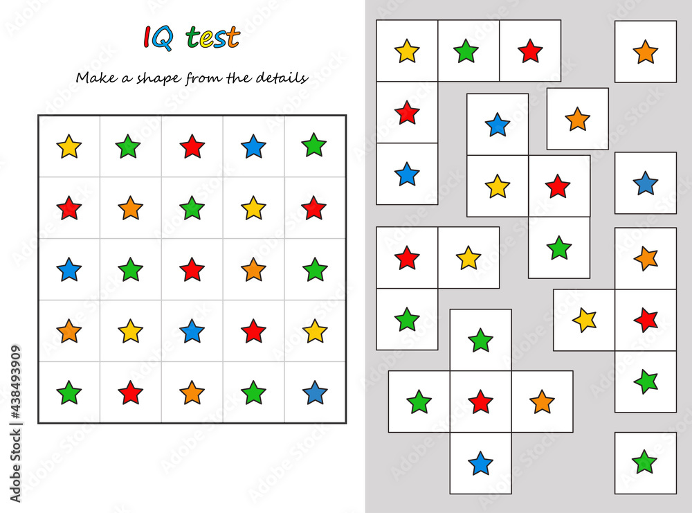 Puzzle game. IQ test. Make a shape from the details. Education logic ...