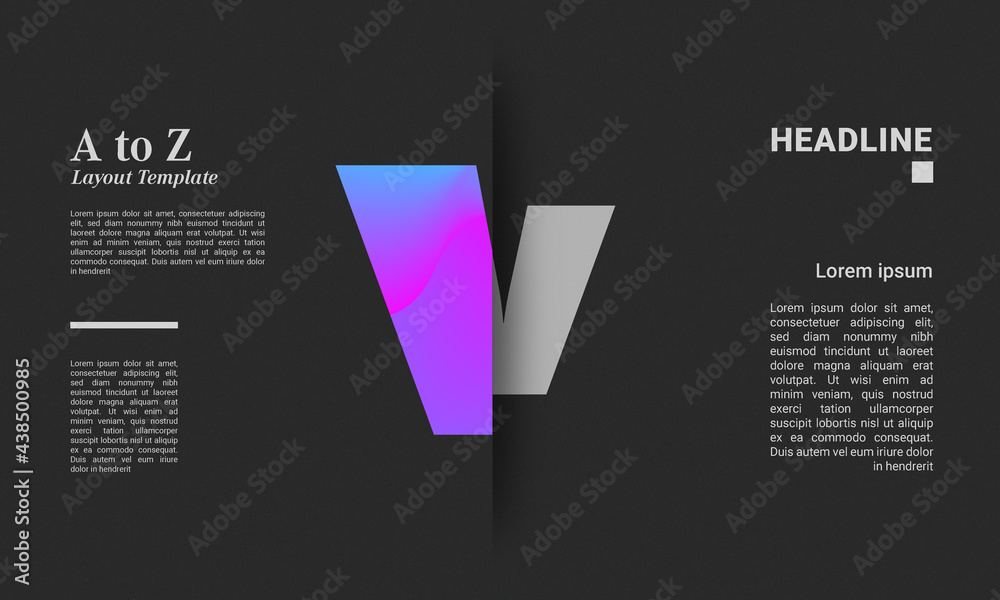 Sliced letter v alphabet colourful gradient poster layout letters abc ...