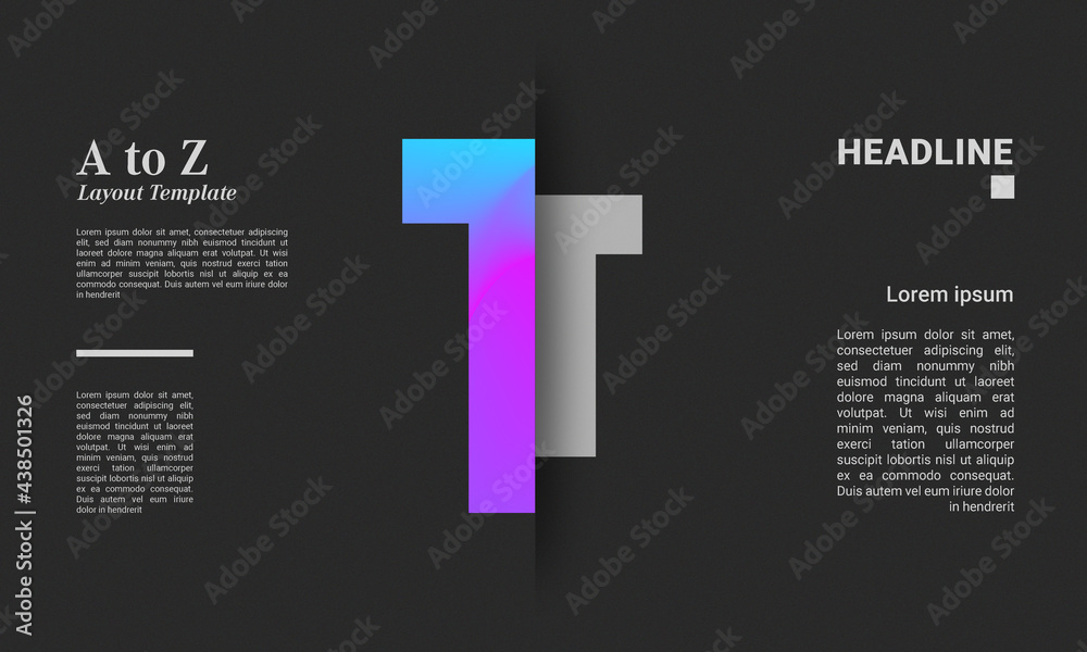 Sliced letter T alphabet colourful gradient poster layout letters abc ...