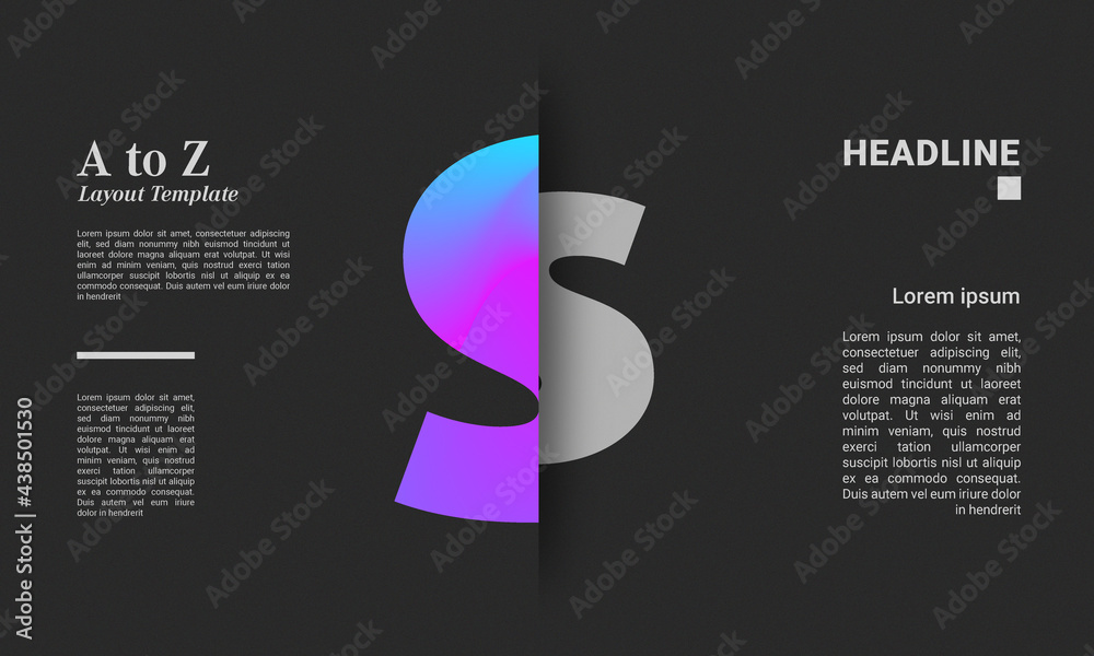 Sliced letter S alphabet colourful gradient poster layout letters abc ...