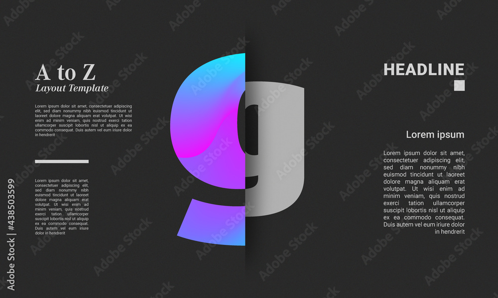 Sliced letter g alphabet colourful gradient poster layout letters abc ...