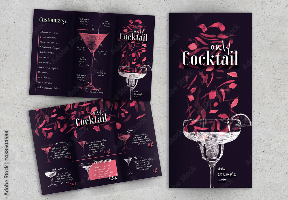 Flyer Triptych Cocktail Stock Template | Adobe Stock