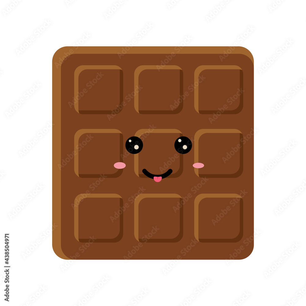 Kawaii Chocolate Bar. Vector Illustration Cartoon Character Icon. Cute ...