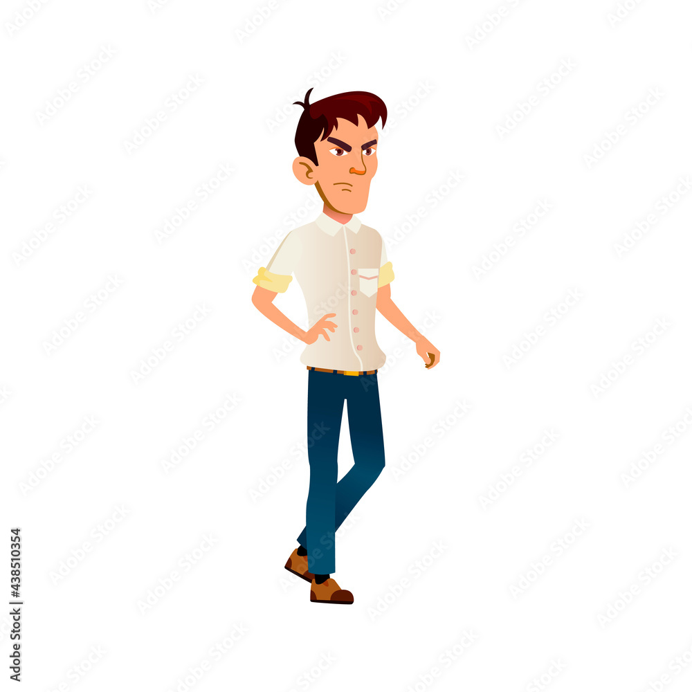 Vetor de angry boy teen walking cartoon vector. angry boy teen walking ...