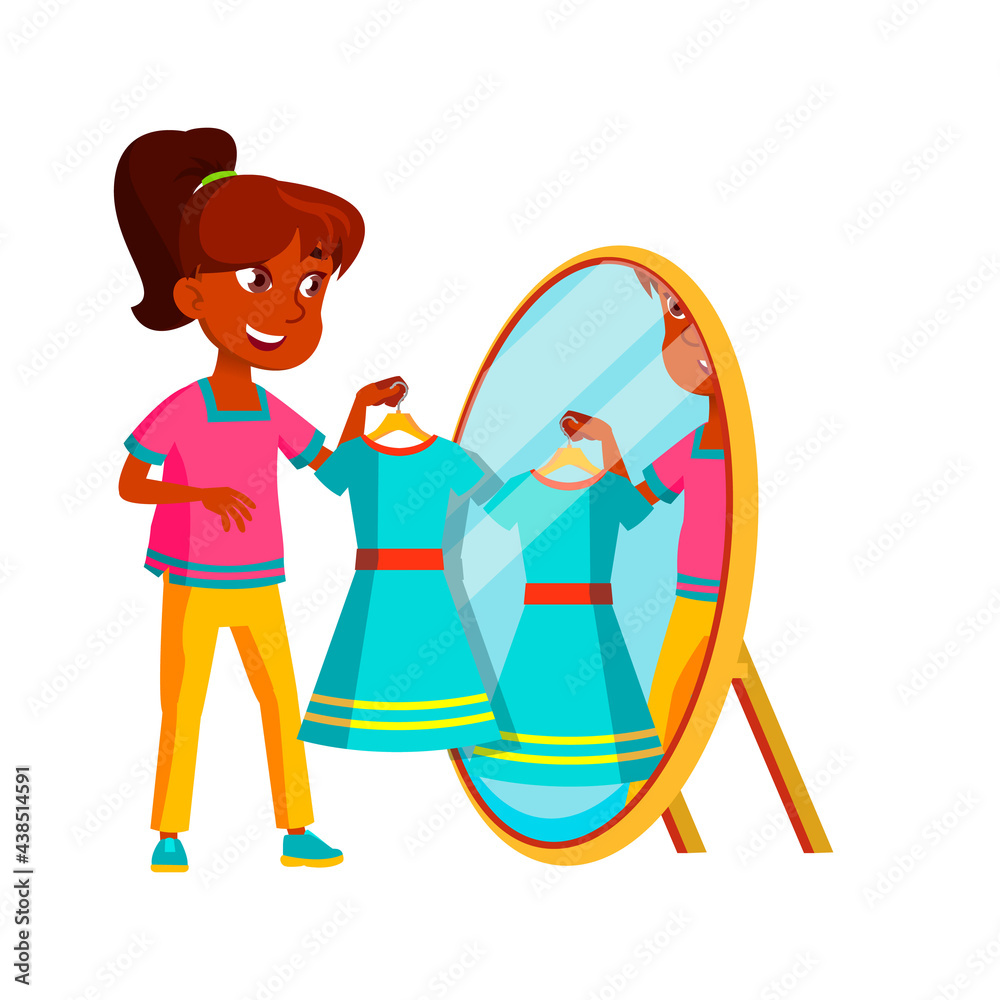 happy mexican girl choosing luxury dress cartoon vector. happy mexican ...
