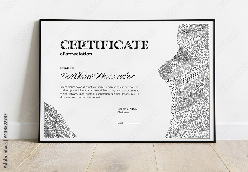 Certificate Layout with Hand Drawn Elements Stock Template | Adobe Stock