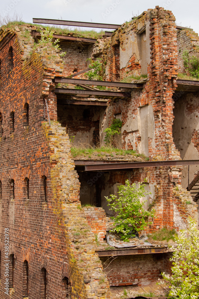 historic old red brick building destroyed by war and time Stock Photo ...