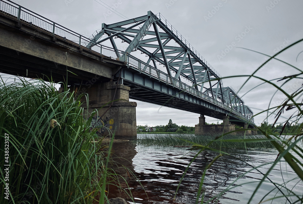 bridge over the Luga river. Ust-Luga is a port settlement in the ...