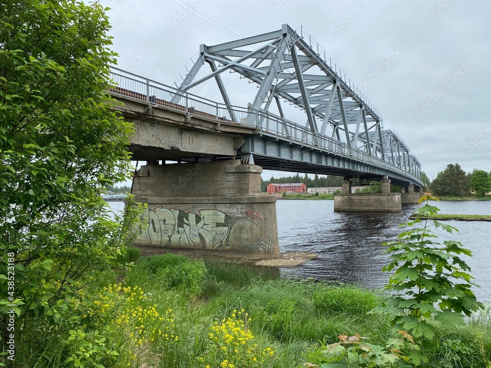 bridge over the Luga river. Ust-Luga is a port settlement in the ...