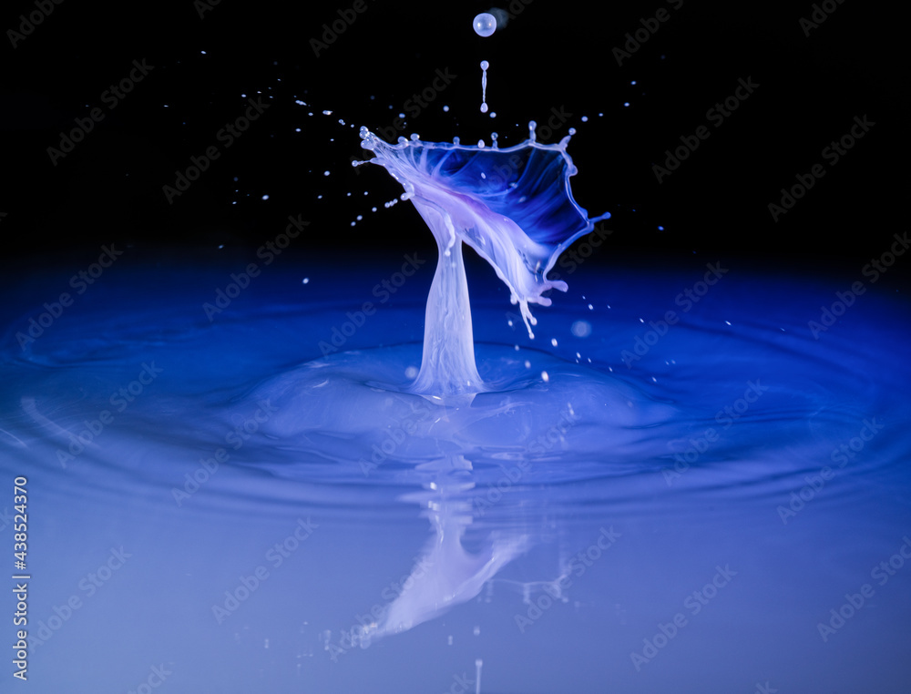 High speed water splash photography in close up macro of water with ...
