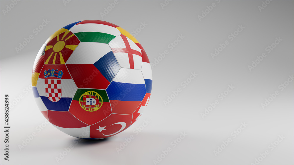 Euro Flag Football Isolated on White Background. UEFA Euro 2020 themed ...