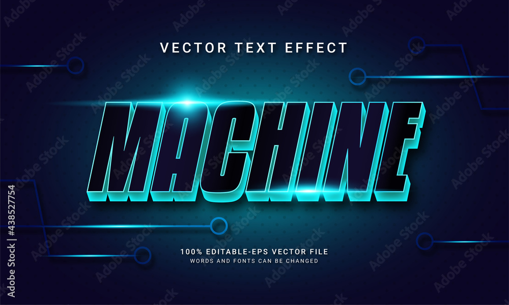 Machine editable text effect with blue color Stock Vector | Adobe Stock