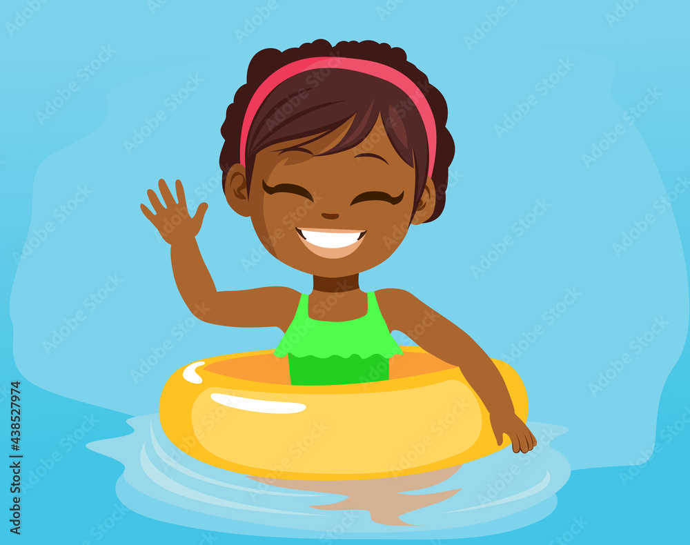 Little Girl Swimming In Pool Clipart