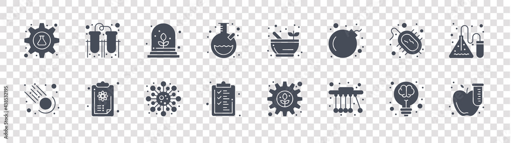 science glyph icons on transparent background. quality vector set such ...