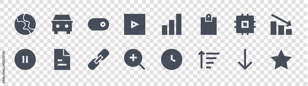 user interface glyph icons on transparent background. quality vector ...