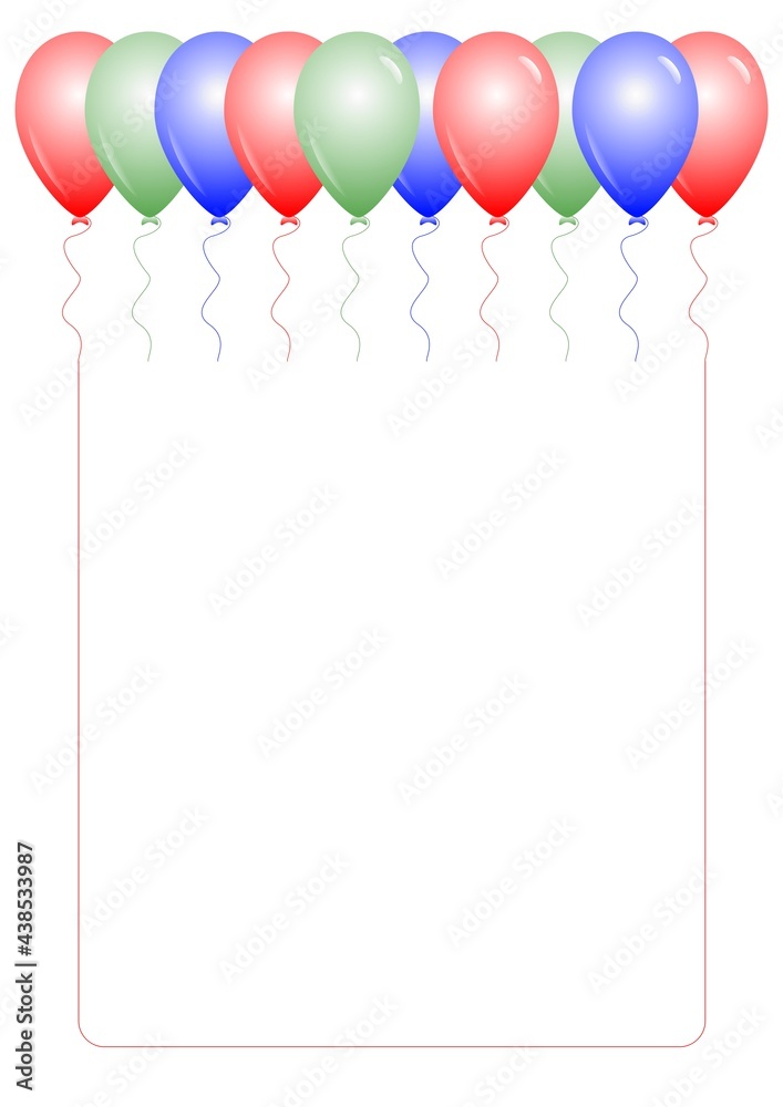 balloons isolated on white background, balloon border frame background ...
