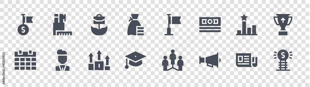 job promotion glyph icons on transparent background. quality vector set ...