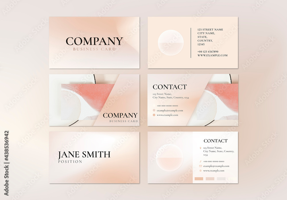 Editable Business Card Layout in Beige Set Stock Template | Adobe Stock