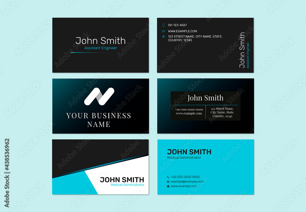 Modern Name Card Layout Set Stock Template | Adobe Stock