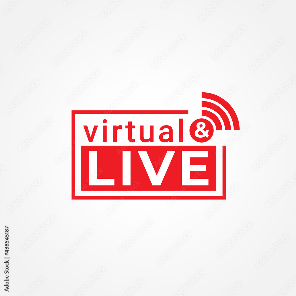 Virtual and Live logo concept with Square shape and signal icon ...
