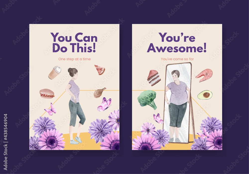 Card template World Eating Disorders Action Day concept,watercolor ...